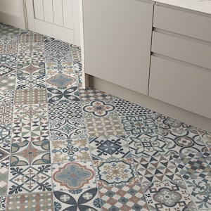 Moroccan Tile Effect Sheet Vinyl Flooring in Multicoloured Pattern for Kitchen and Bathroom ...