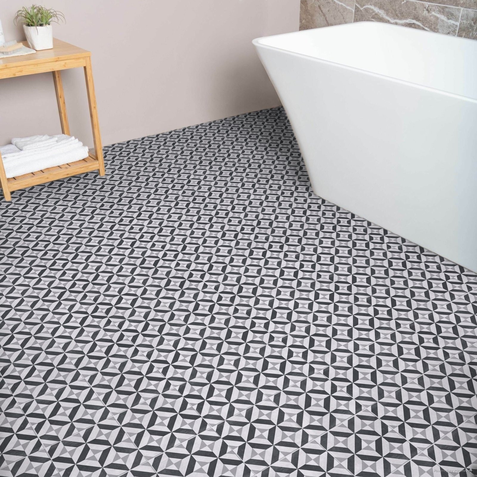 Geometric Mosaic Tile Design Sheet Vinyl Flooring Roll for Kitchens ...