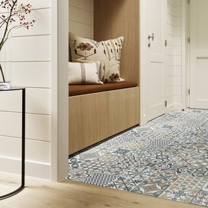 Moroccan Tile Effect Sheet Vinyl Flooring in Multicoloured Pattern for ...