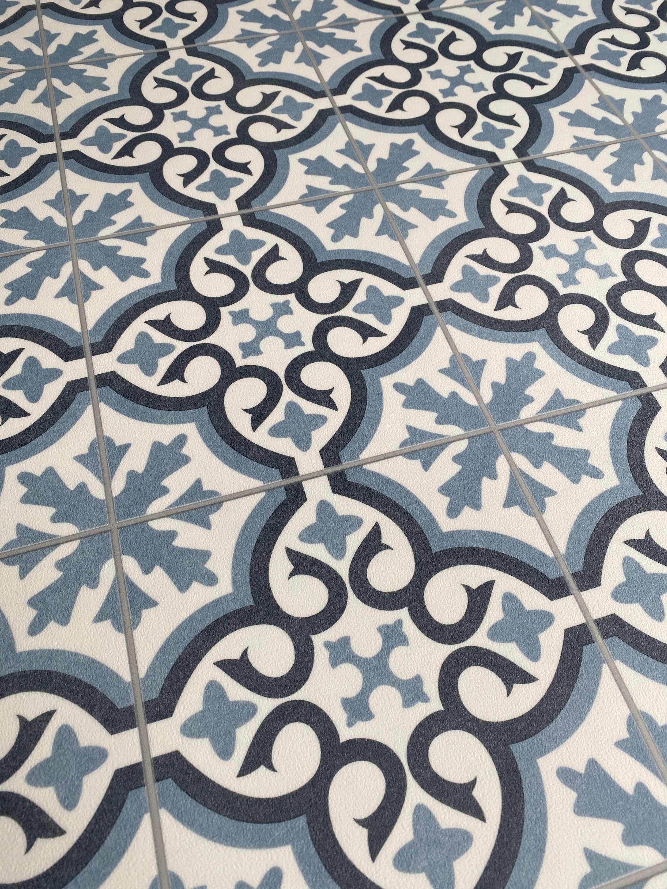 Blue Portuguese Azulejos Tile Design Vinyl Flooring Sheet Lino for ...