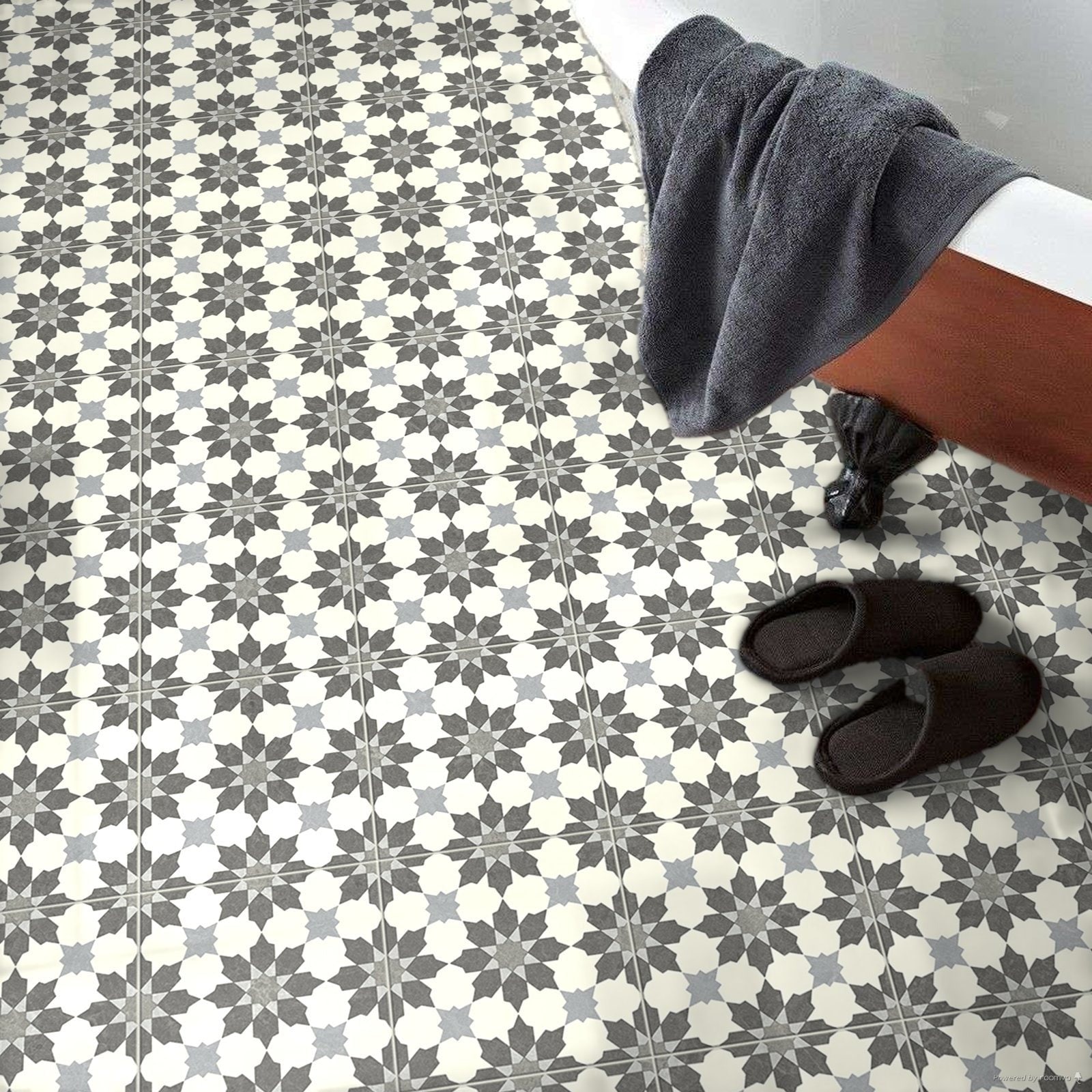 Moroccan Tile Effect Sheet Vinyl Flooring Lino for Kitchens, Bathrooms ...