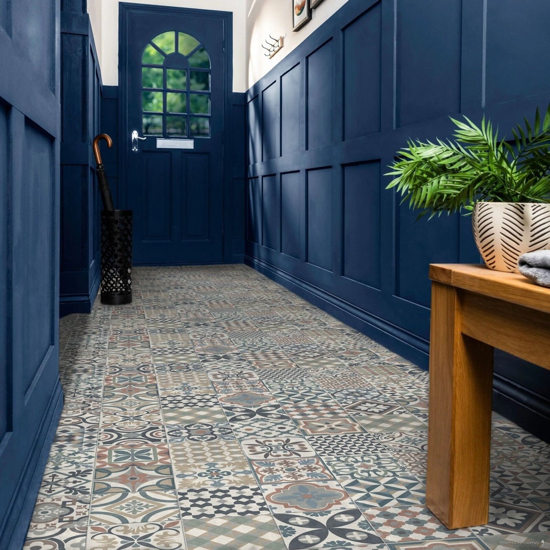 Moroccan Tile Effect Sheet Vinyl Flooring in Multicoloured - Etsy