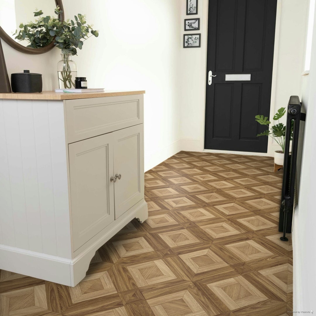 Parquet Sheet Vinyl Flooring in French Wood Effect Lattice Pattern for ...