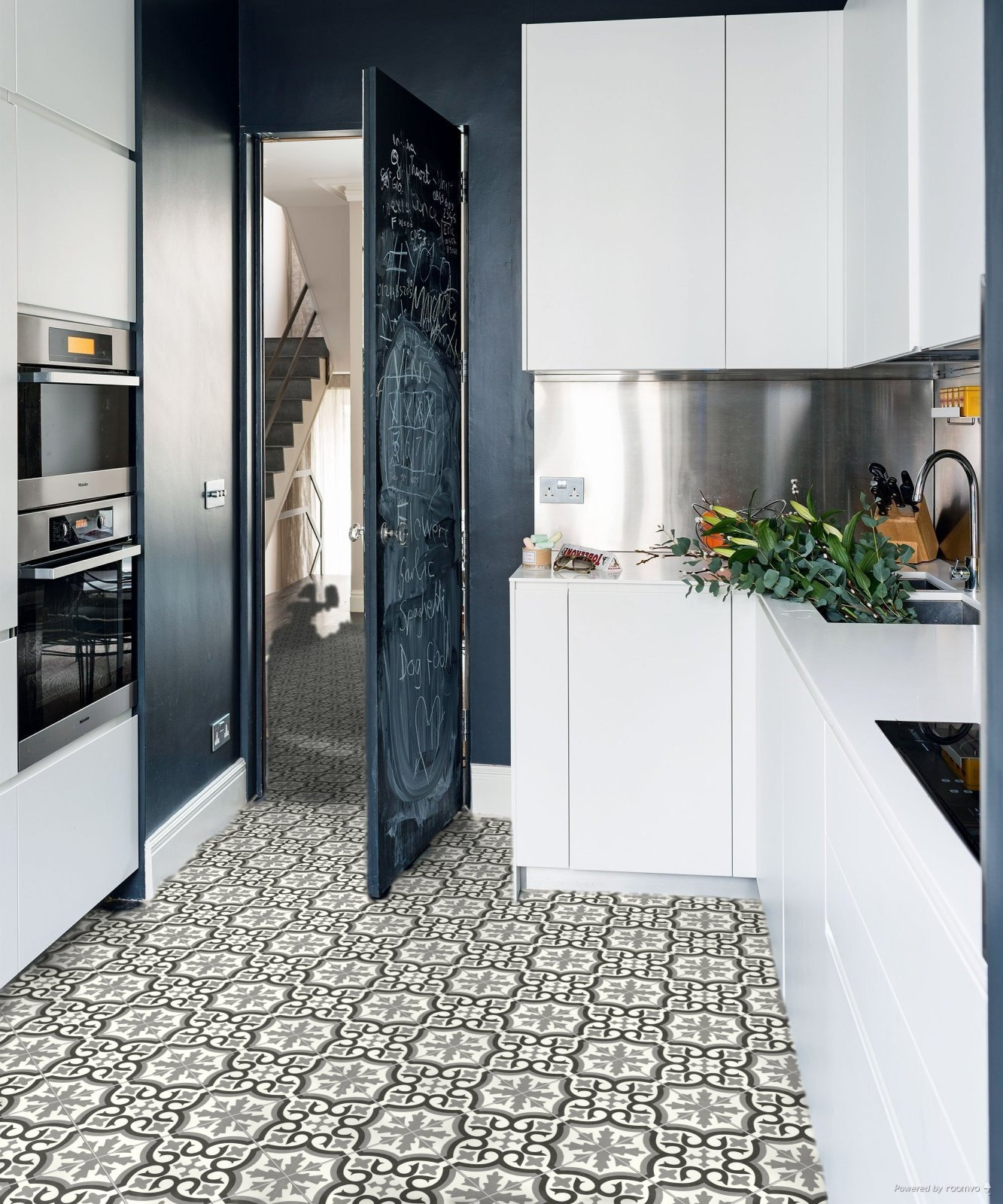 Sheet Vinyl Flooring in Grey Moroccan Tile Effect for Kitchens and ...