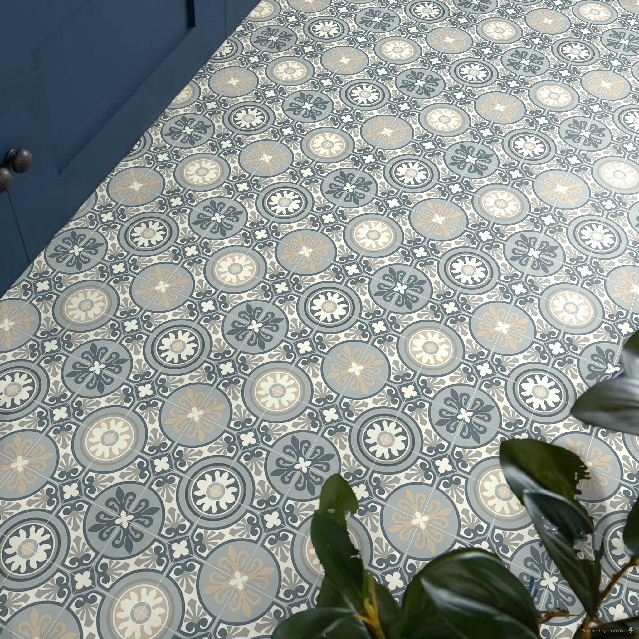 Sheet Vinyl Flooring in Moroccan Tile Pattern - Sirocco Blue - Etsy
