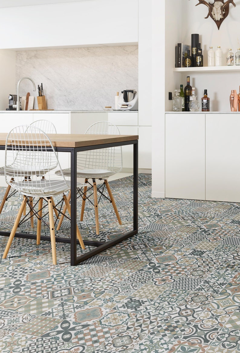 Moroccan Tile Effect Sheet Vinyl Flooring in Multicoloured - Etsy