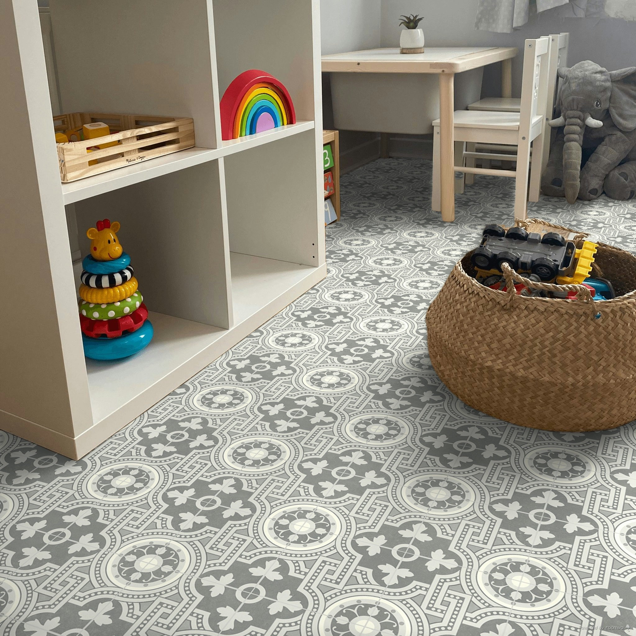 Grey Sheet Vinyl Flooring Lino in Turkish Tile Effect Design for ...