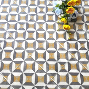 Geometric Tile Effect Sheet Vinyl Flooring, Patterned Cushion Floor ...