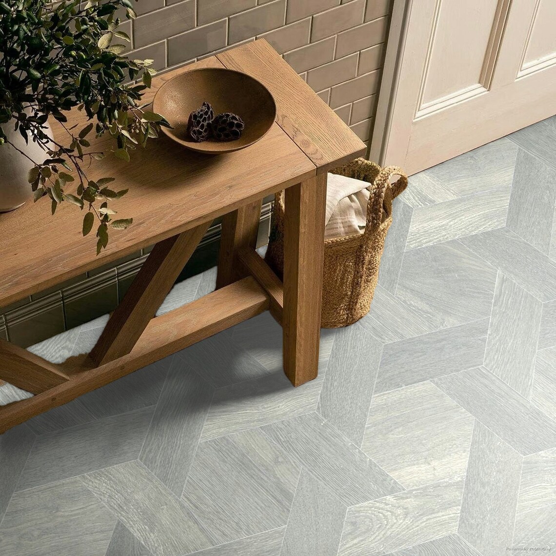 Grey Parquet Sheet Vinyl Flooring: Woven Wood Basketweave Pattern - Etsy