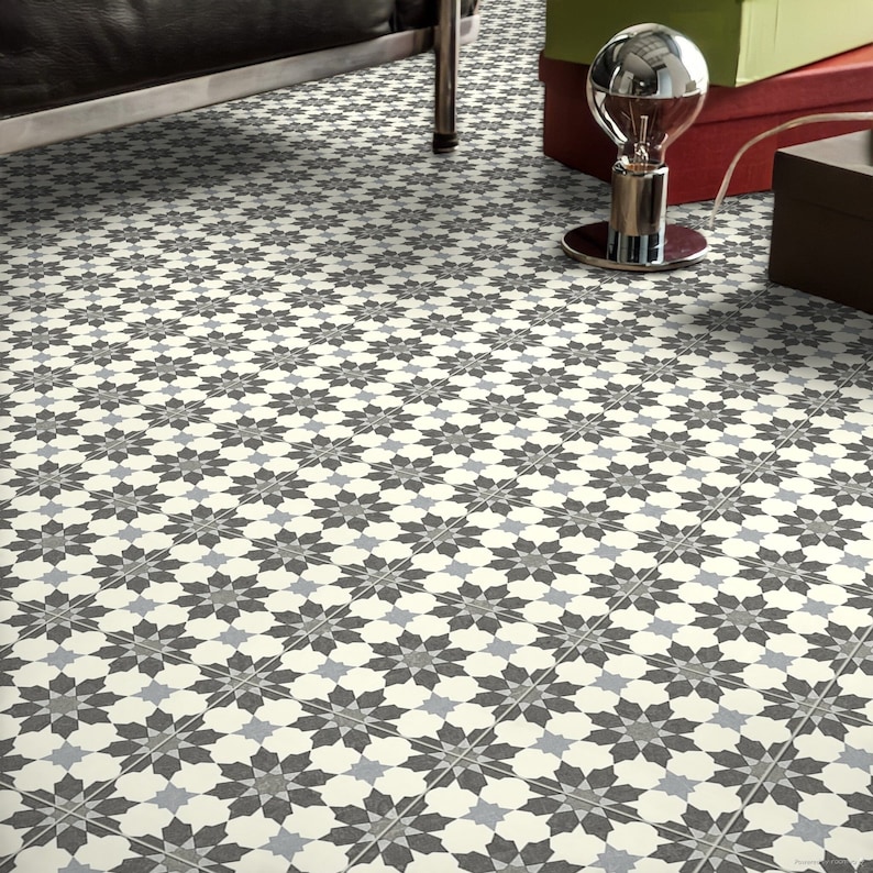 Moroccan Tile Effect Sheet Vinyl Flooring Lino for Kitchens, Bathrooms ...