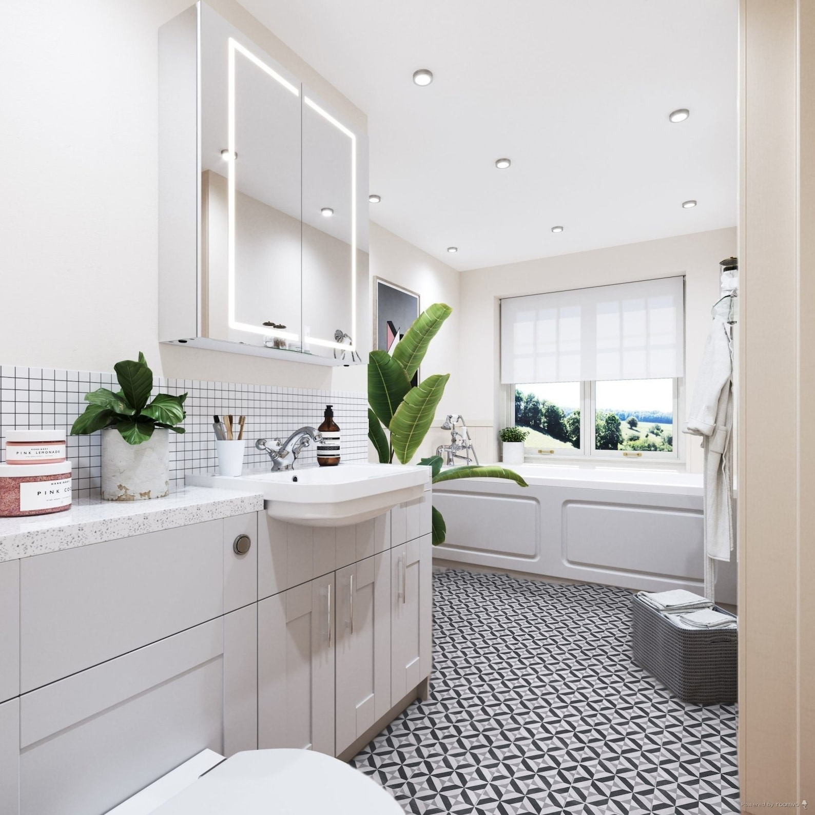 Geometric Mosaic Tile Design Sheet Vinyl Flooring Roll for Kitchens ...