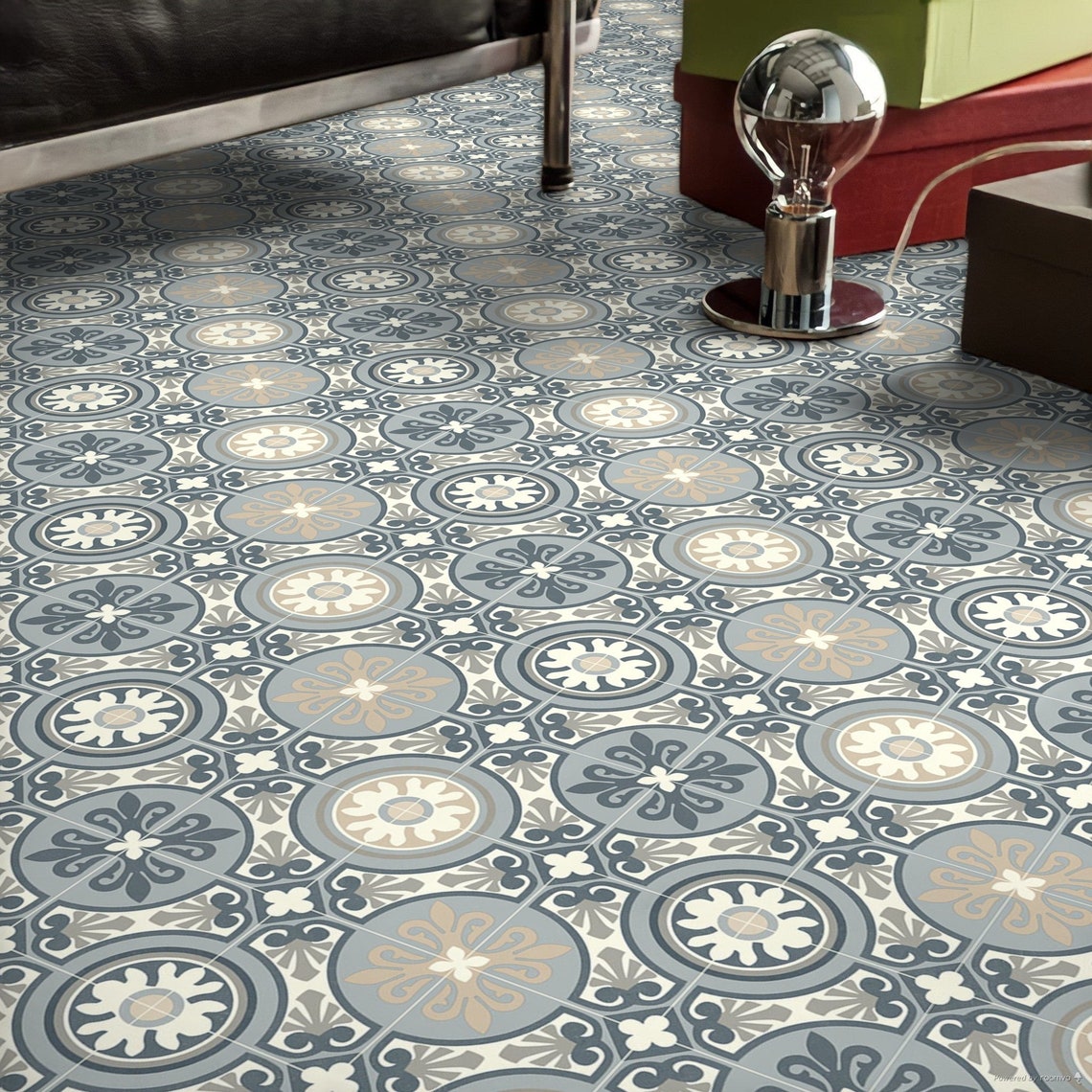 Sheet Vinyl Flooring in Moroccan Tile Pattern Sirocco Blue - Etsy
