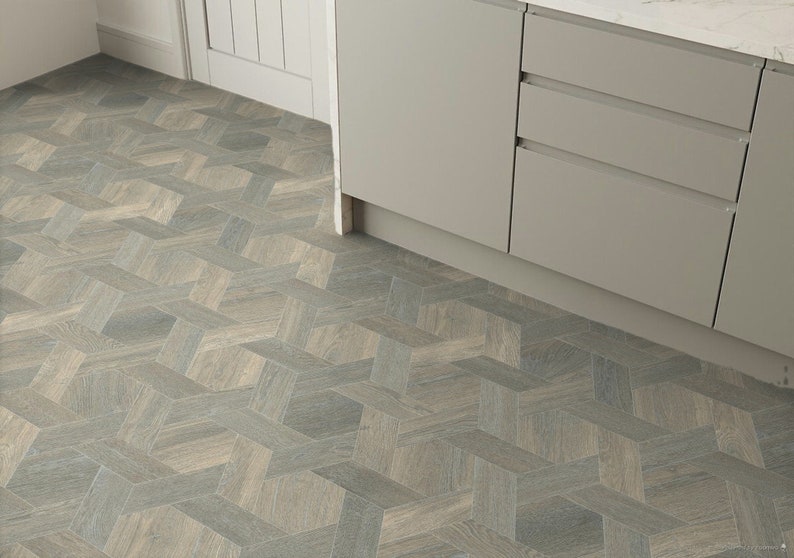 Woven Wood Effect Sheet Vinyl Flooring Lino in Dark French Oak Wood ...