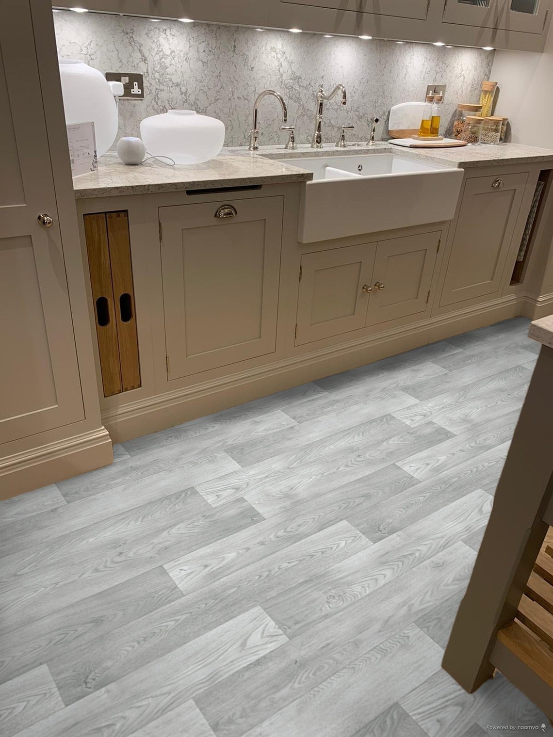 Grey Wood Effect Sheet Vinyl Flooring Lino in Random Plank Pattern for ...