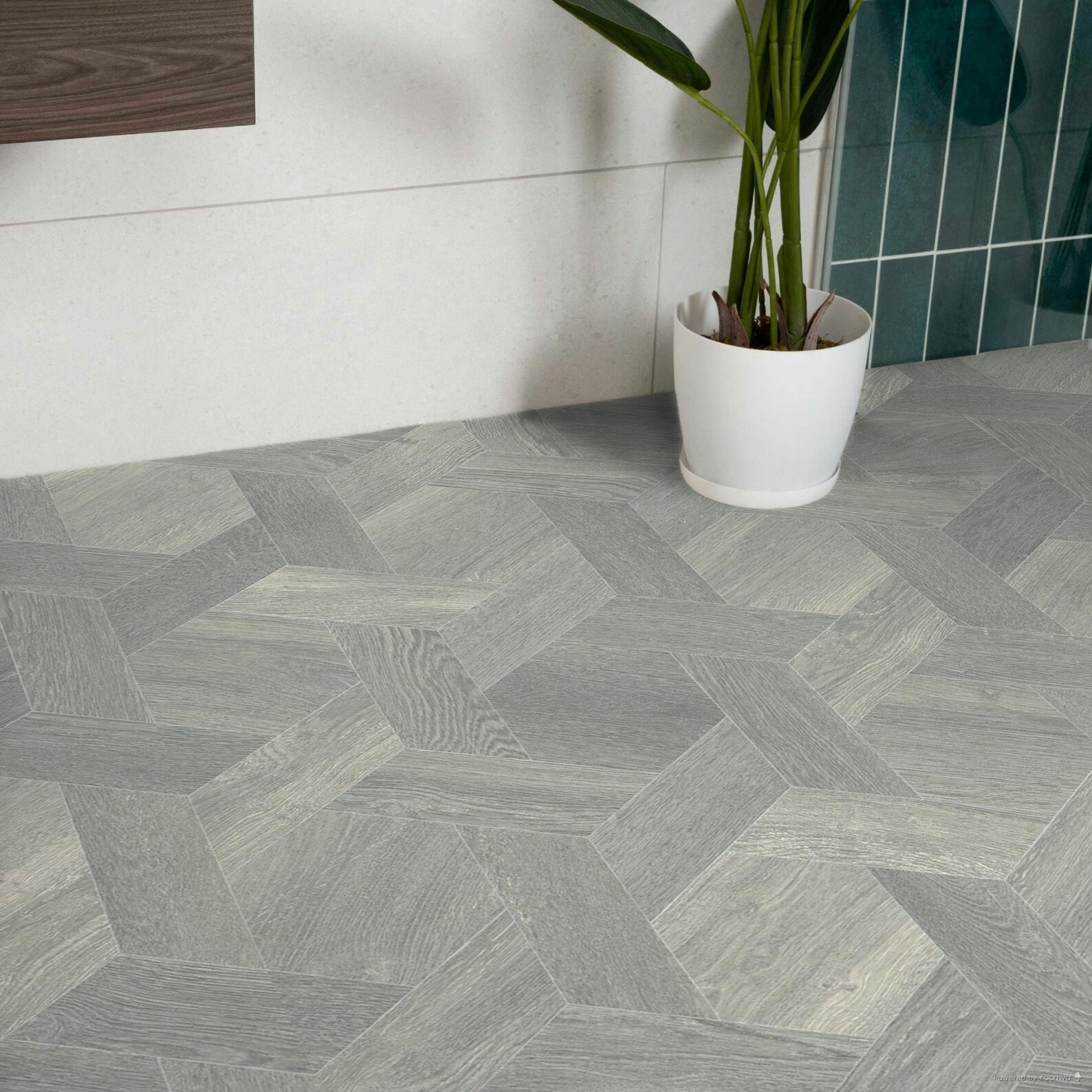 Grey Parquet Sheet Vinyl Flooring: Woven Wood Basketweave Pattern - Etsy