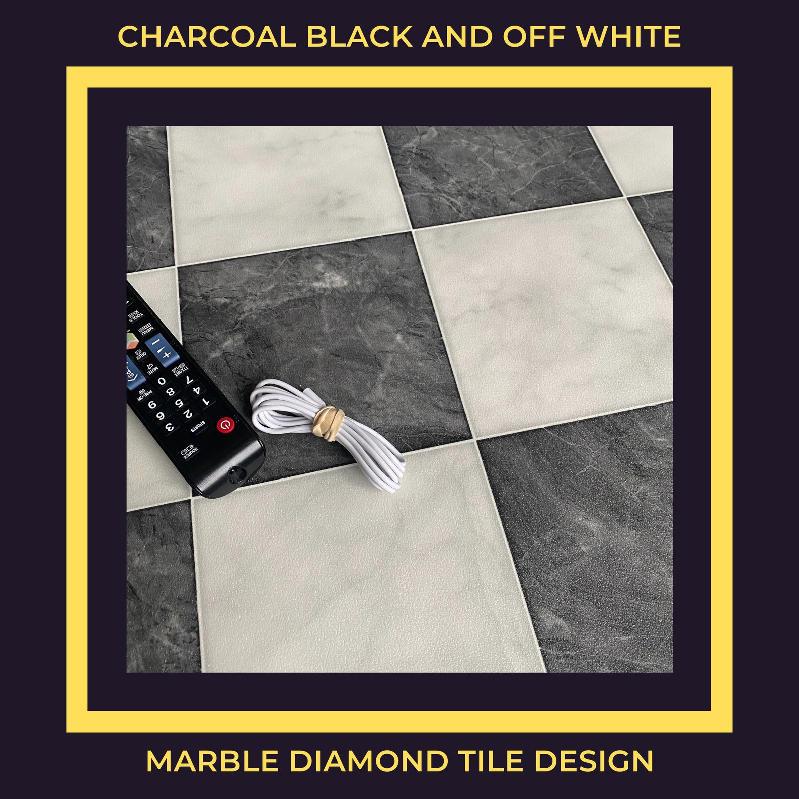 Checkerboard Sheet Vinyl Flooring Lino in Black and White Marble Tile ...