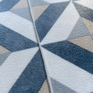 Blue Vinyl Flooring Sheet in Geometric Tile Design for Kitchens and ...
