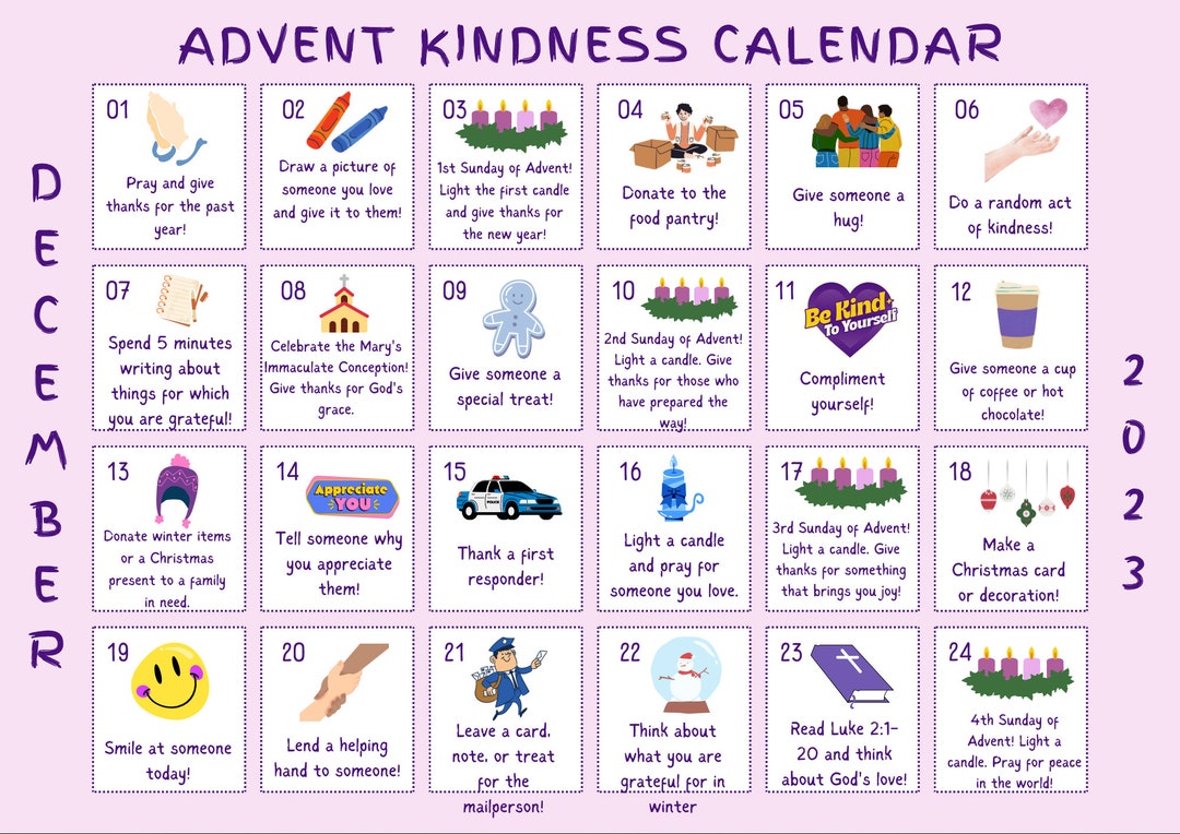 Calendario de bondad de Adviento 2023 - Etsy España Calendario de bondad de Adviento 2023 - Etsy España
