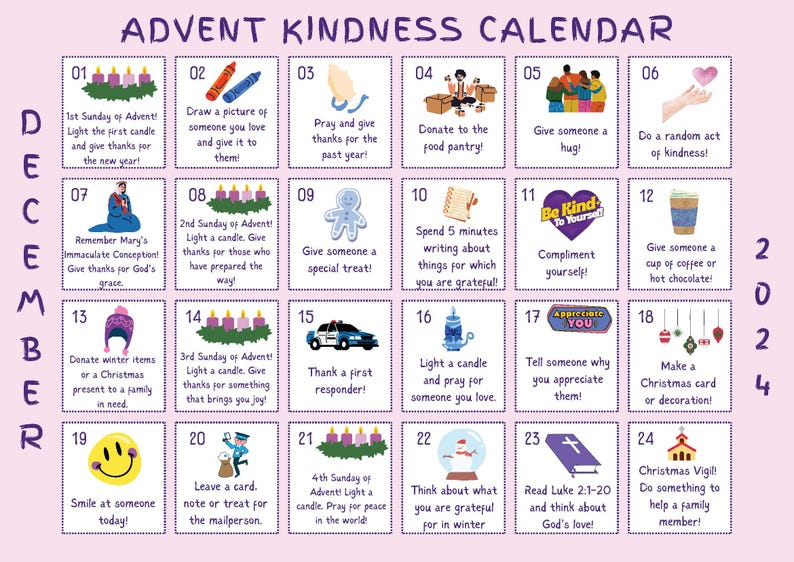 2024 Kindness Calendar - Etsy