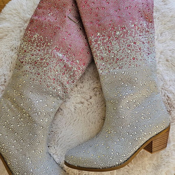 Rhinestone Boots - Etsy