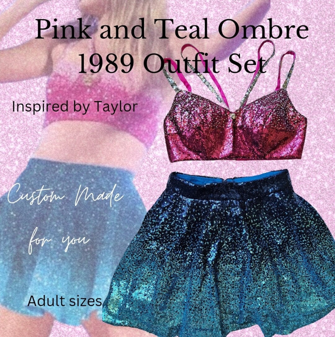 Custom Taylor Inspired 1989 Outfit Sparkly Pink Ombre Crop Top and ...