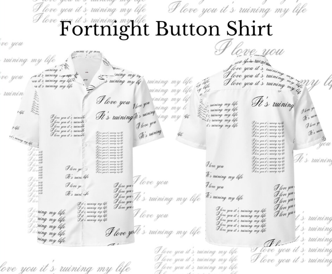 Fortnight Inspired Button Shirt Tortured Poet Button Down Shirt Men's ...