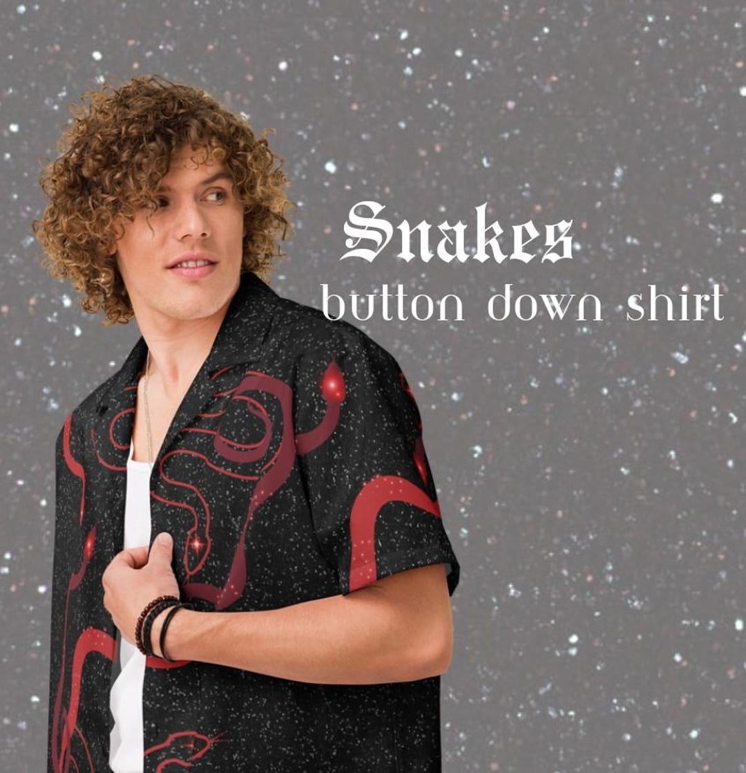 Taylor Inspired Snakes Button Down Shirt | Men's Eras Tour Shirt | Men's Red Snake Inspired ...