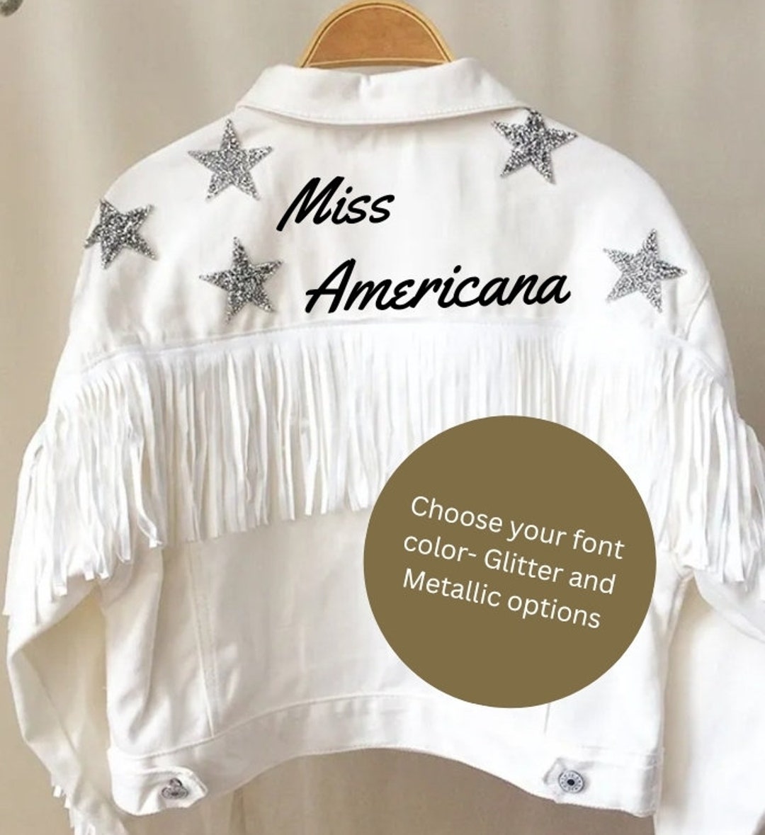 Miss Americana Sparkle Stars Fringe Denim Jacket ERAS Tour Taylor ...