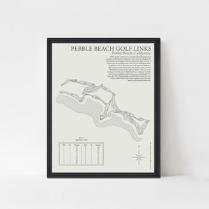 Pebble Beach Golf Course Print, Pebble Beach Map, Golf Course Print ...