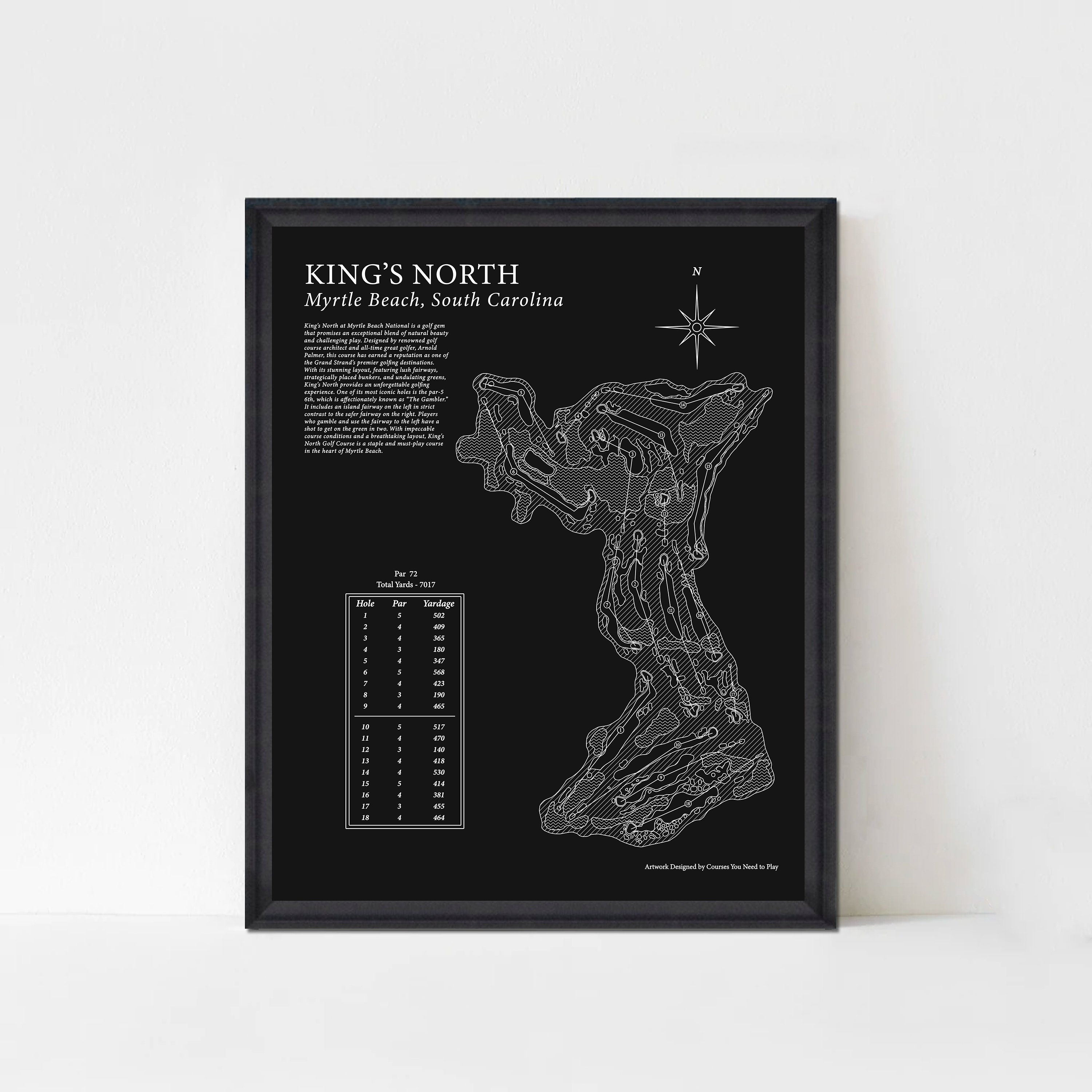 King's North Myrtle Beach Golf Course Print, King's North Map, Golf ...