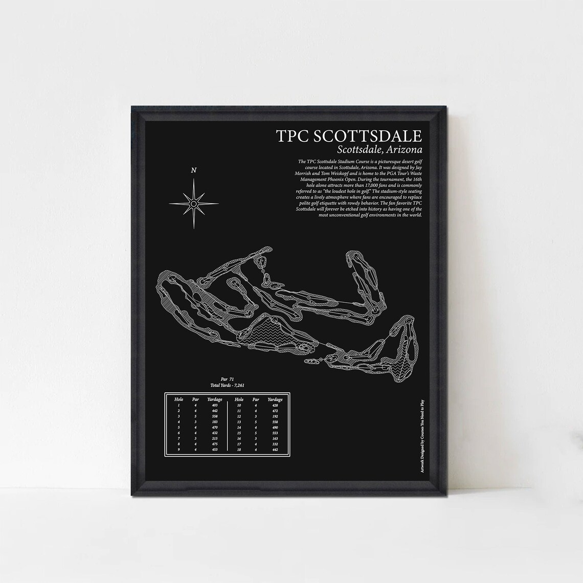 TPC Scottsdale Golf Course Print, TPC Scottsdale Map, Golf Course Print ...