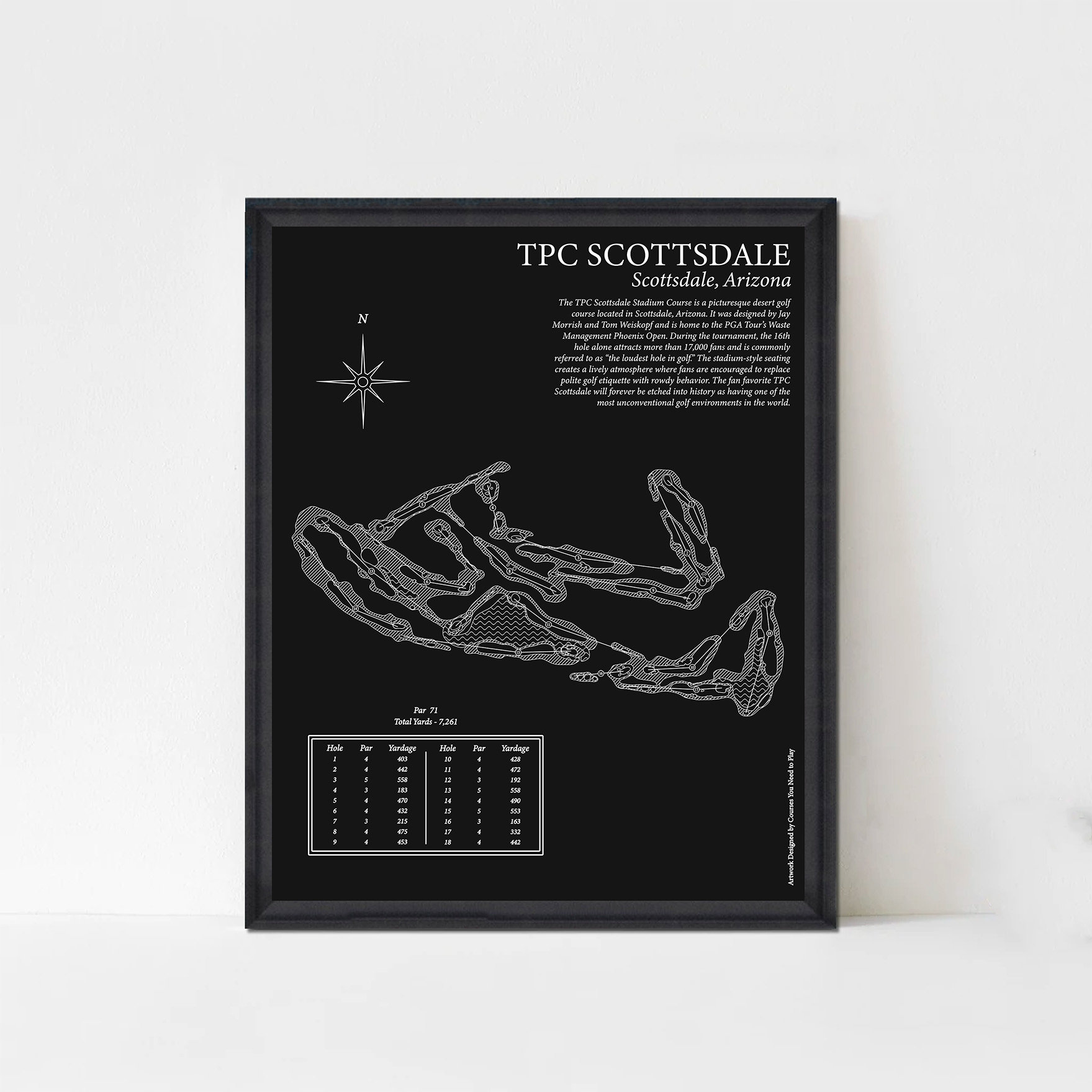 TPC Scottsdale Golf Course Print, TPC Scottsdale Map, Golf Course Print ...