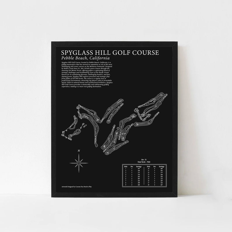 Spyglass Hill Golf Course Print, Spyglass Hill Map, Golf Course Print ...