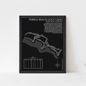 Pebble Beach Golf Course Print, Pebble Beach Map, Golf Course Print ...