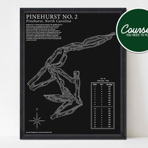 Pinehurst No.2 Golf Course Print, Pinehurst Golf Map, Golf Course Print ...