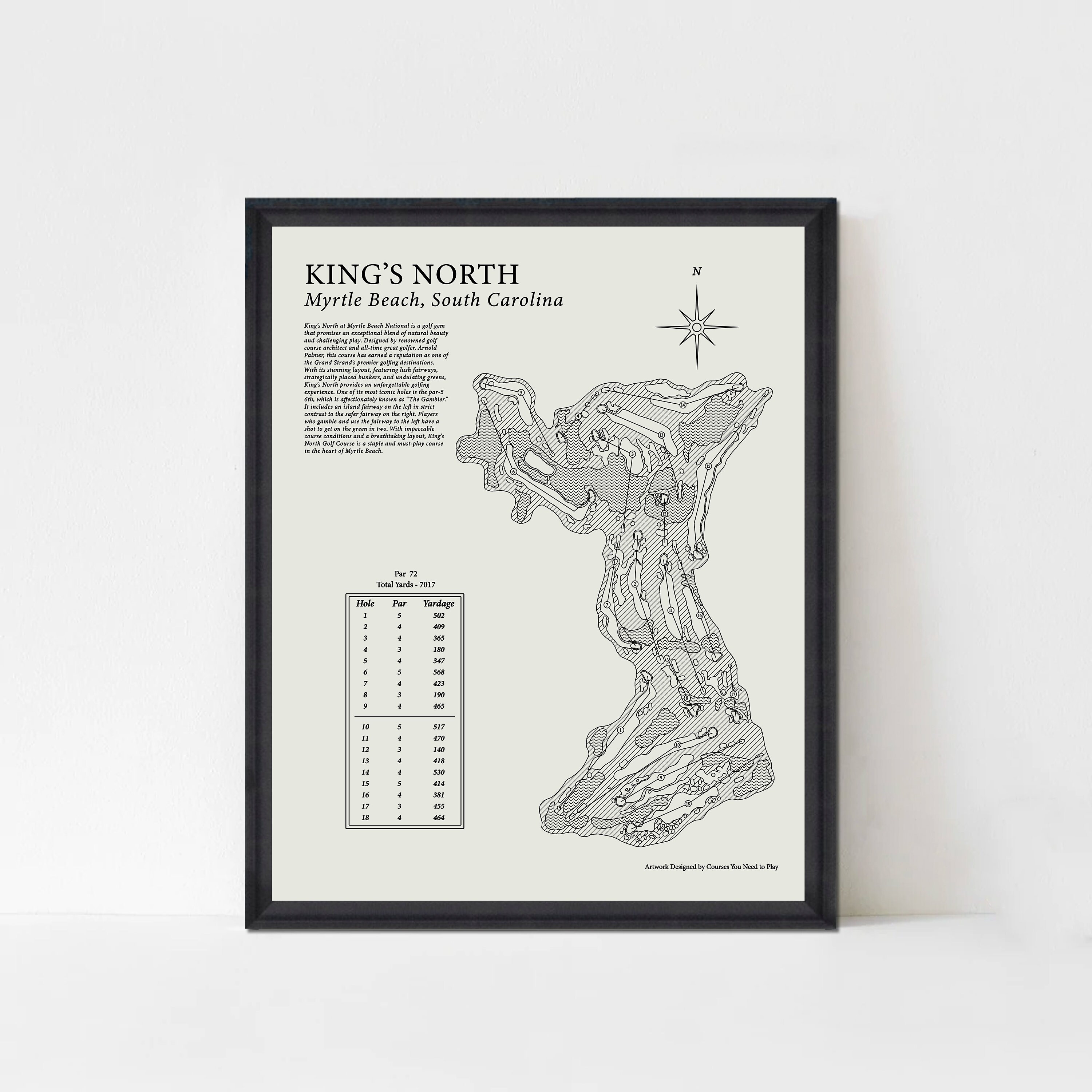 King's North Myrtle Beach Golf Course Print, King's North Map, Golf ...