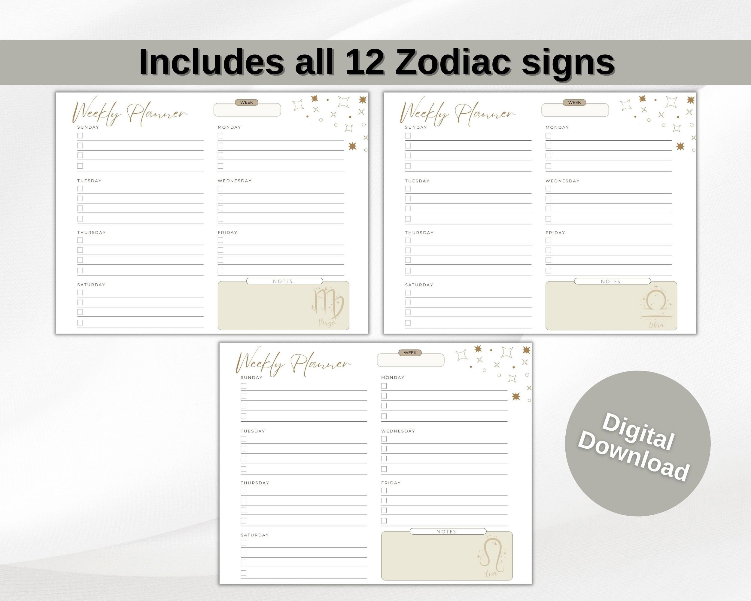 Printable Zodiac Planner Landscape Planner Horoscope Unique Gift for ...