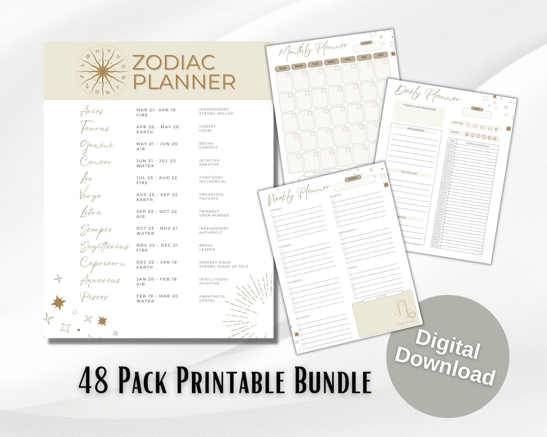 Printable Planner Zodiac Weekly Planner Unique Planner Organization ...