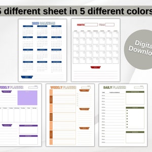 Multi Color Planner With Yearly Calendar, Undated Monthly Calendar ...