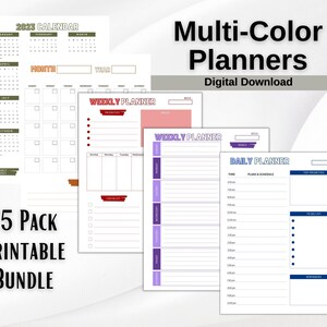 Multi Color Planner With Yearly Calendar, Undated Monthly Calendar ...
