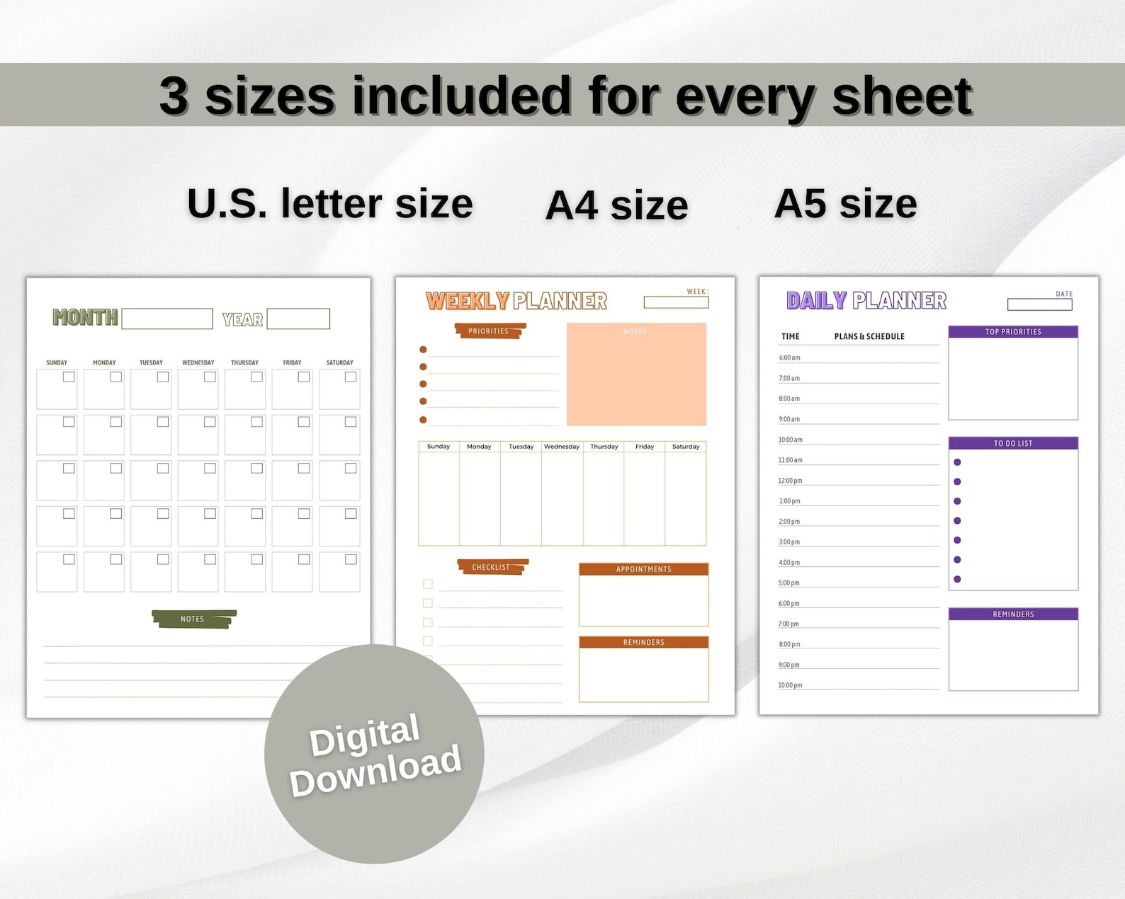 Multi Color Planner With Yearly Calendar, Undated Monthly Calendar ...