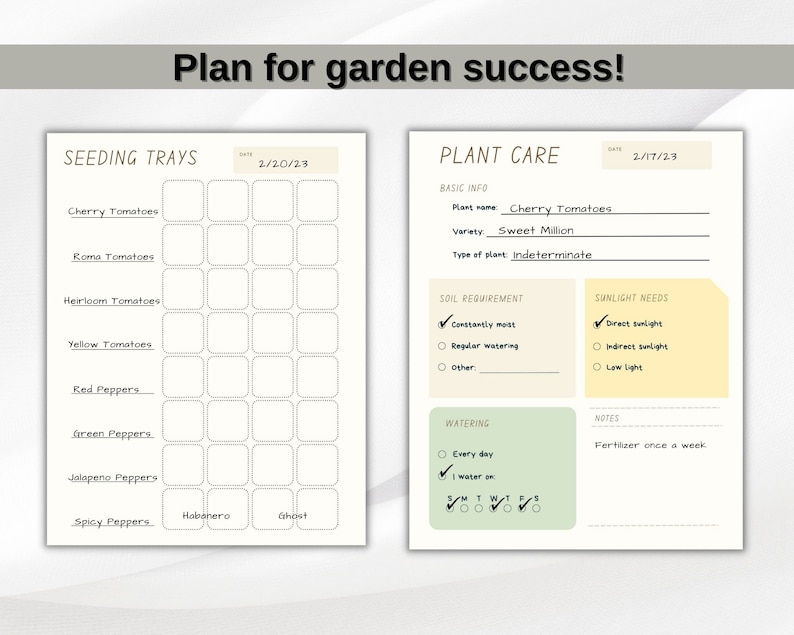 Gardening Planner Garden Log Seed Harvest Tracker Plant Care Plant ...