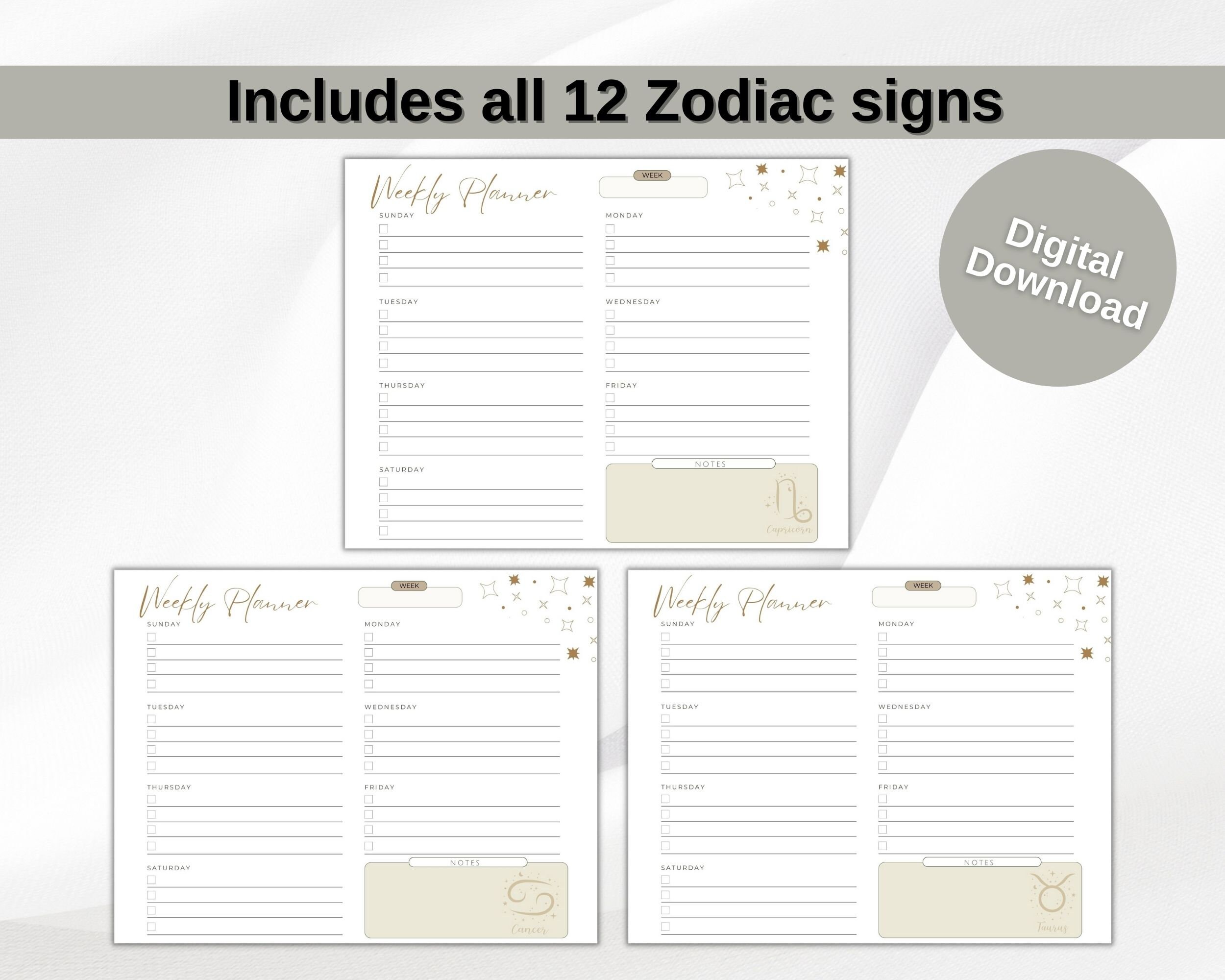 Printable Zodiac Planner Landscape Planner Horoscope Unique Gift for ...