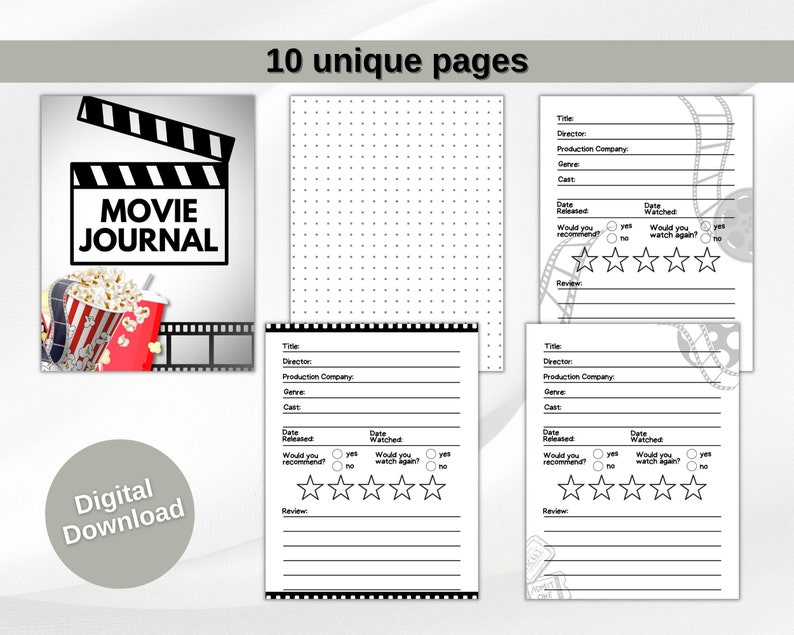 Printable Movie Planner Film Journal Movie Tracker Movie Lover of Film ...