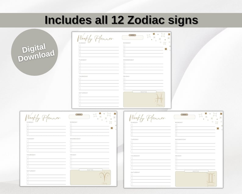 Printable Zodiac Planner Landscape Planner Horoscope Unique Gift for ...