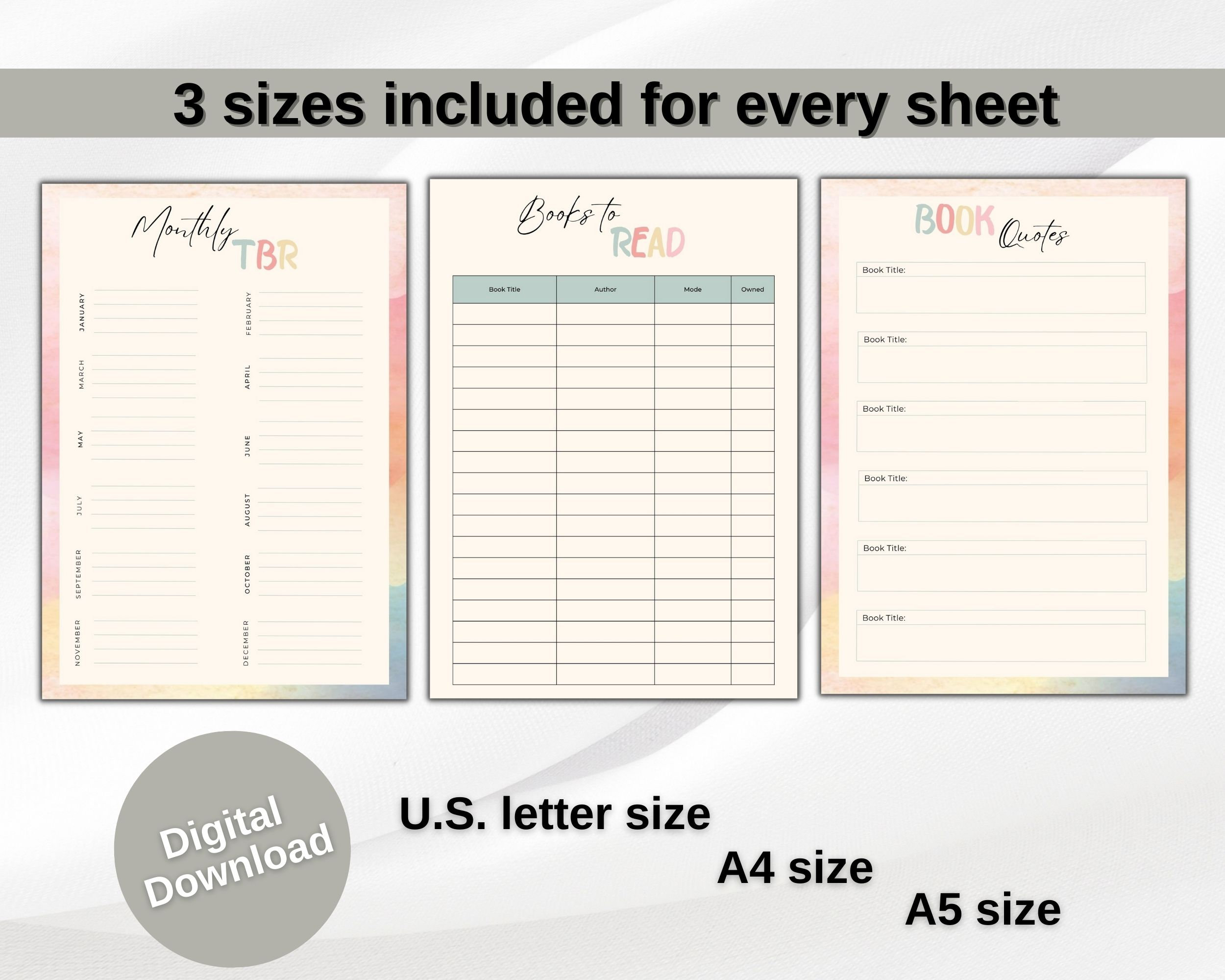 Reading Planner Book Tracker Printable Reading Journal Book Wishlist ...