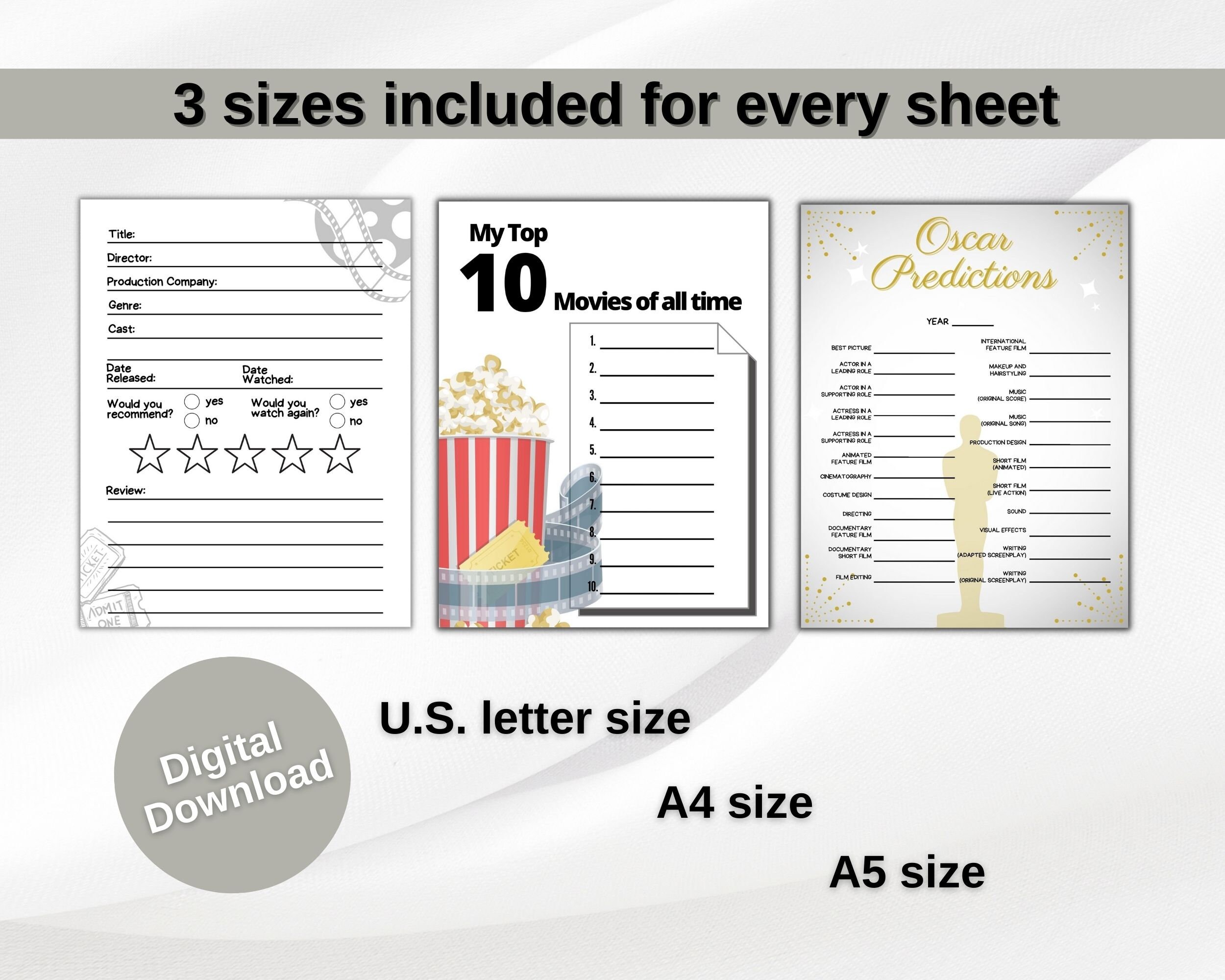 Printable Movie Planner Film Journal Movie Tracker Movie Lover of Film ...