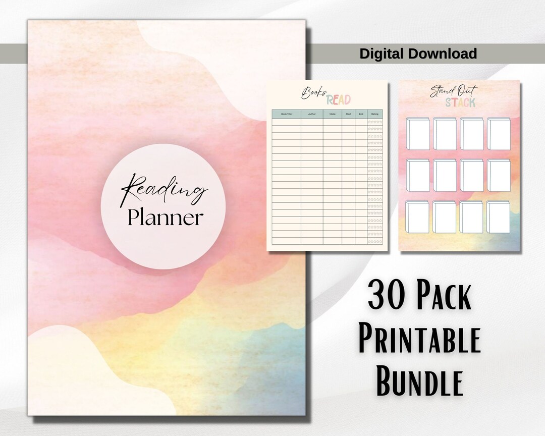 Reading Planner Book Tracker Printable Reading Journal Book Wishlist ...
