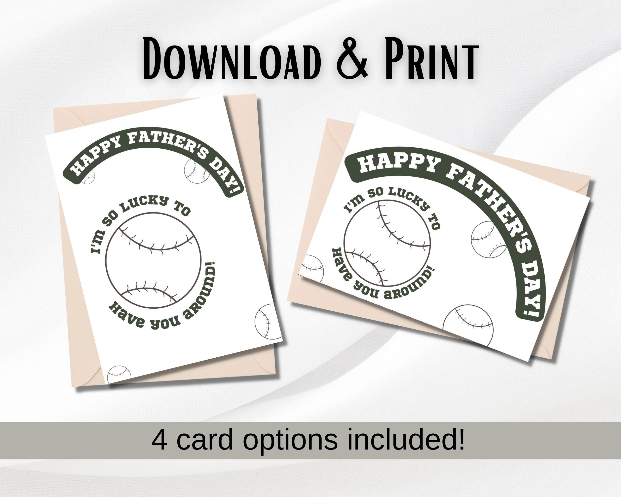 Printable Father's Day Card for Dad Download Last Minute Baseball Card ...