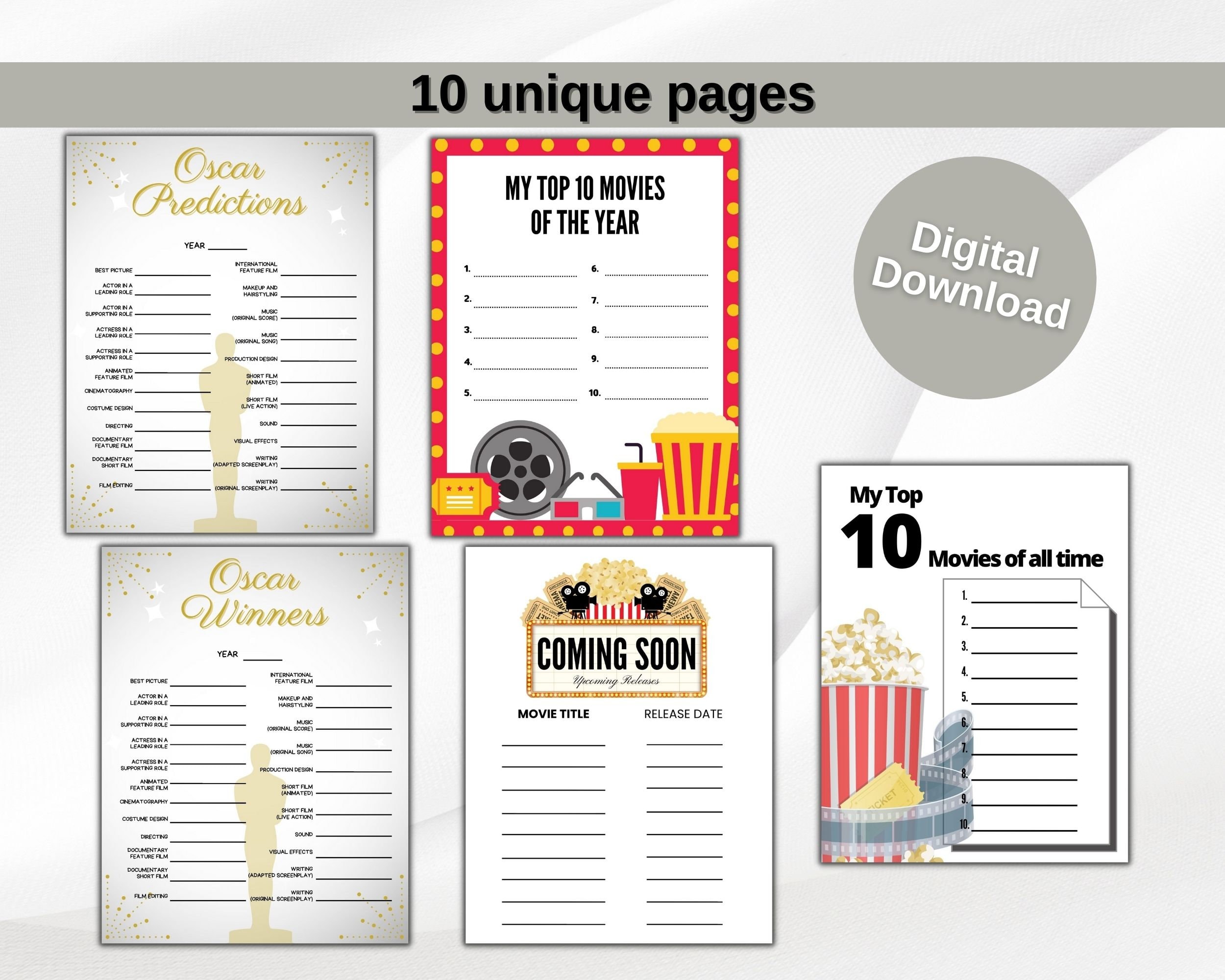 Printable Movie Planner Film Journal Movie Tracker Movie Lover of Film ...